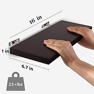 SAUMONIERES Floating Shelves Wall Shelf Solid Wood for Bathroom Bedroom Kitchen Wall Decor Set of 3, Espresso Wall Shelves