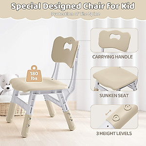 DOREROOM Kids Table and 2 Chairs Set, Height Adjustable (17.7"-26.1") Toddler Table and Chair Set, Multi-Activity Table with Graffiti Desktop, Children’s Table and Chairs for Classroom, Home & Daycare