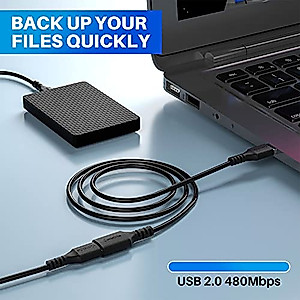 USB Extension Cable 4 Feet (3 Pack), USB Type A Male to Female USB 2.0 Extender Cord (from 2ft to 150ft for Selection), for Printer, Keyboard, Mouse, Flash Drive, Hard Drive with 5 Ties-4FT/3PK