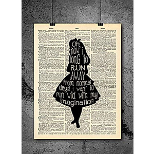 Alice in Wonderland Imagination Quote Vintage Dictionary Art Print 8x10 inch Home Vintage Art Abstract Prints Wall Art for Home Decor Wall Decorations For Living Room Bedroom Office Print Only D500