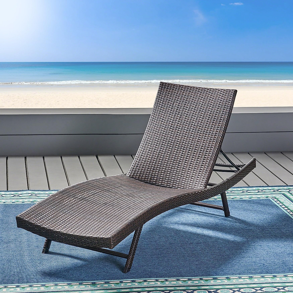 Ochangqi Lounge Chair Outdoor with 4 Adjustable Backrest, Wicker Chaise Lounge Chair Outdoor with Metal Frame, Outdoor Lounge Chairs All Weather Patio,Beach, Pool Side, Outdoor (Brown)