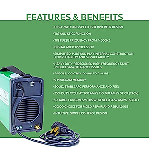 2021 Poweri-TIG 200T Digital DC TIG/Stick Welder LOW 2 Amp Start, Dual Voltage 110v/220v