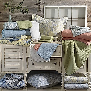 Laura Ashley - Rowland Collection - Quilt Set - 100% Cotton, Reversible, All Season Bedding with Matching Shams, Pre-Washed for Added Comfort, King, Blue