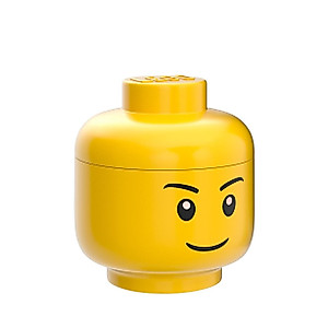 Room Copenhagen Lego Storage Head, Large, Boy, 9-1/2 x 9-1/2 x 10-3/4 Inches, Yellow (4032)