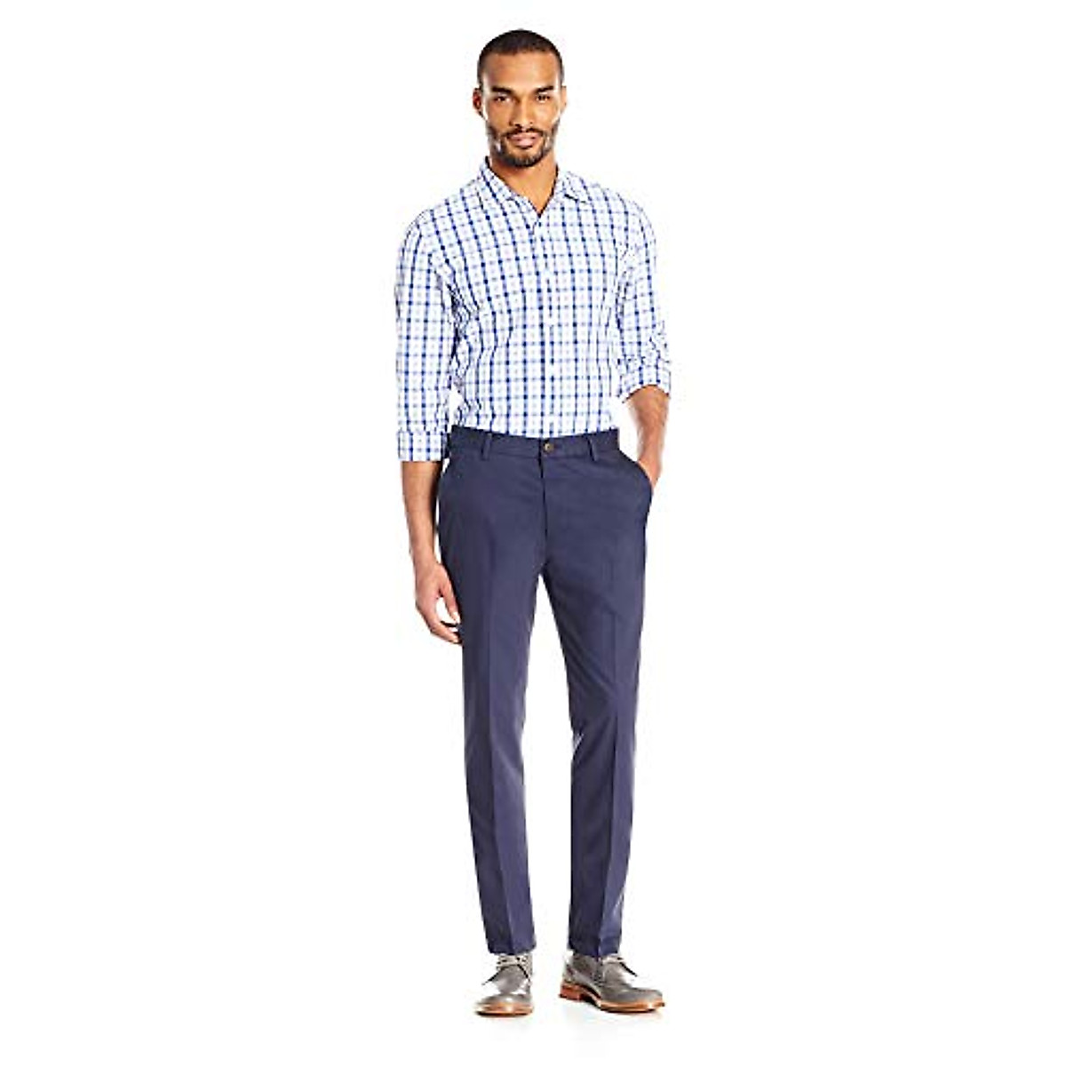 Goodthreads Men's Slim-Fit Wrinkle-Free Comfort Stretch Dress Chino Pant, Navy, 32W x 29L