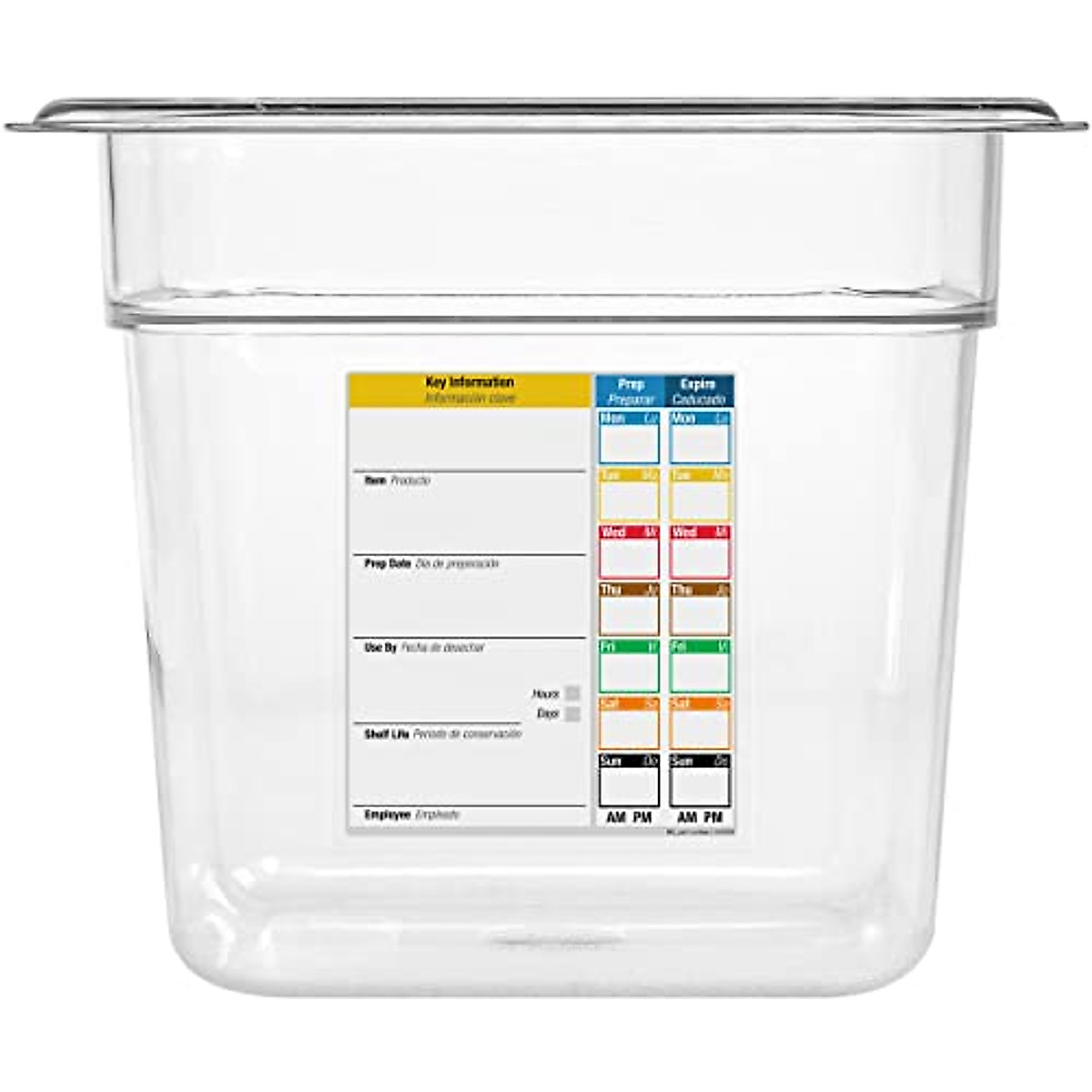 Carlisle FoodService Products StorPlus Plastic 1/6 Food Pan with Integrated Label For Restaurants, 2.5 Quarts, Clear