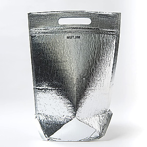 MUTJIM Reusable Insulated Easy Zip Open and Lock Cold & Hot Pouch Lunch Bag Thermal Aluminum Foil Picnic Camping Grocery Waterproof Bags + Icepack (10pcs, Large)