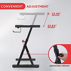 Pyle Heavy Duty Folding Keyboard Sturdy Reinforced Z Design w/Adjustable Width & Height, Foam Padded Arms, Digital Stand, Fits 54-88 Key Electric Pianos, for Travel & Storage PKST38 , Black