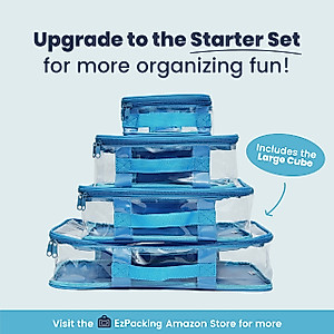 Large Clear Travel Packing Cube/See-Through PVC Organizer for Suitcase/Multipurpose Pouch w/Handle/Dress Shirts, Pants, Cashmere, Sweaters & Seasonal Linen Storage Protection (Turquoise)