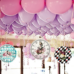 Alice and Wonderland Party Supplies 8 Pcs Cardboard Clocks for Mad Hatter Tea Party Decoration Diameter 8 inch Baby Shower Birthday Party Favors Not Real Clock