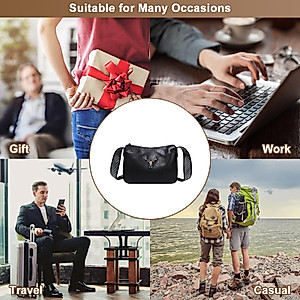 Men's Genuine Leather Satchel Bag Business Work Crossbody Bags Casual Small Shoulder Bag with Adjustable Straps (Black)