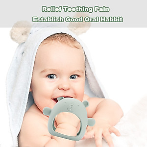 Teething Toys for Babies Over 3 Months Anti-Drop Cute Bear Teething Mitten Wrist Hand Teether Chew Toys for Infants Sucking Needs, Baby Teething Relief BPA-Free, 3 Pack