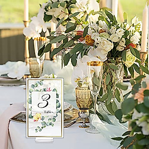 cobee Clear Acrylic Sign Display Holders, 10 Pcs Table Numbers Slot Stand, Clear Place Card Holders, Wedding Sign Holders, Slot Table Numbers Display Stands for Numbers Photos Office Menu Meeting