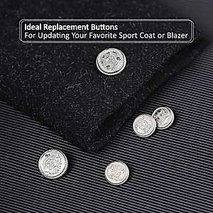 14 Pieces Silver Metal Blazer Button Set 23mm 18mm Blazer Buttons Men Metal Suit Buttons for Men Silver Buttons for Blazer,Suits,Sport Coat,Uniform,Jacket