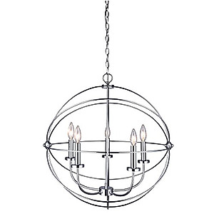 CANARM ICH282B05CH25 Sumerside 5 Light Chandelier, 25.2" x 25.2" x 11.81", Chrome