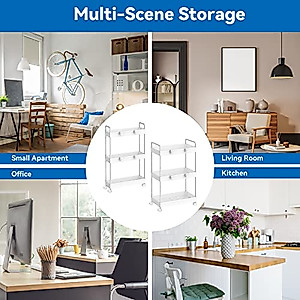 2 Pack 3 Tier Slim Storage Cart, Bathroom Organizer Laundry Room Organization Mobile Shelving Unit Slide Out Rolling Rack with Wheels for Kitchen Garage Office Small Apartment Narrow Space