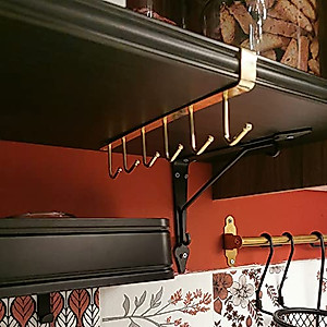 2 Pcs Mug Kitchen Utensil Hanger Ties Belts and Scarf Hanging Hook Rack Under Cabinet Closet Without Drilling (Gold)