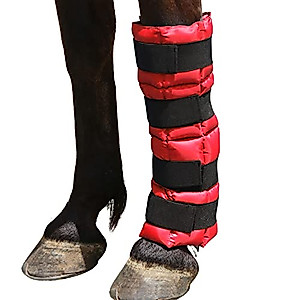 Harrison Howard Ice Boot for Horse Cool Gel Pack Leg Wrap for Treating Full Leg, Knee, Hock Injuries Reusable Ice Cooling Therapy, Universal Size-Red