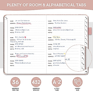 Taja Address Book with Alphabetical Tabs,Hardcover Address Book Large Print for Record Contacts, Small Address Book to Store All Your Important Informations In One Place - Rose Gold