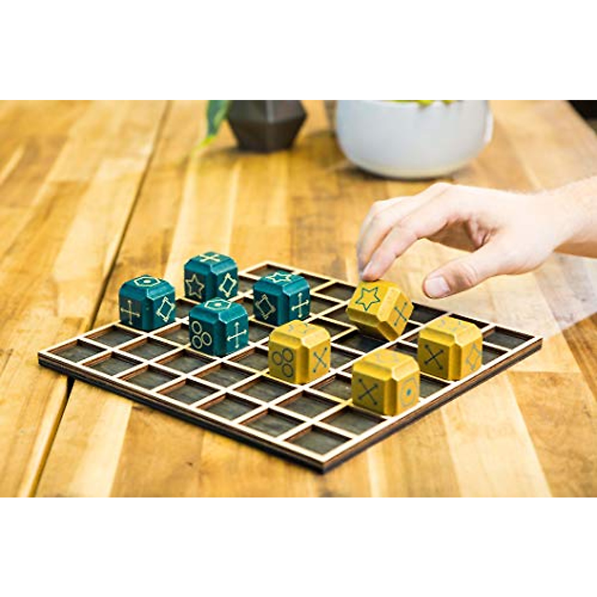Project Genius: Deblockle- The Game of Tips and Turns, 2 Player Strategy Game, Game for Families and Adults, Ages 8+, Solid Wood Based Board and Blocks
