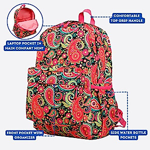 J World New York Unisex Kid's Oz School Backpack for Girls Boys. Cute Bookbag, Classic Paisley, One Size