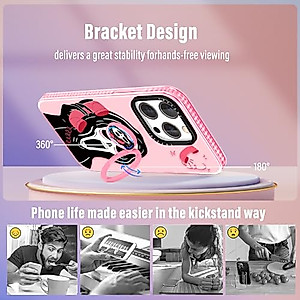 Toycamp for iPhone 12/12 Pro Case for Women, Cute Girly Print Design for Girls Teens Case with Ring Kickstand Cover for iPhone 12/12 Pro (6.1inch) Pink