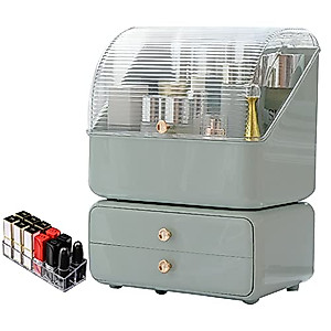 WGLAWL Cosmetic Display Cases, Countertop Makeup Organizer Stands Holder Box Cosmetic Storage Rack Cabinet with Drawers Lipstick Rack, for Bathroom Bedroom Dresser Vanity (Without Lipstick)