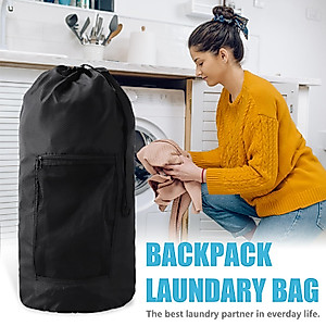 Laundry Bag Backpack,Olosar Extra Large Travel Laundry Bag with Mesh Pocket & Adjustable Shoulder Straps,Dirty Clothes Travel Bag for College Students Dorm,Apartment(Black)