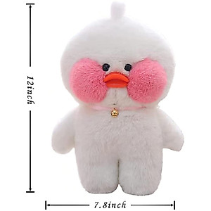 AKMRWJWC White Duck Stuffed Animal Toy Soft Plush Toy for Kids Girls DIY Hugglable Plush Stuffed Toy with Cute Headband and Costume Best Gifts for Christmas. (12inch/30cm) White Yellow