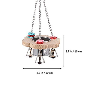 Chew Toys 2pcs Steel Bells Toy- Toys Wooden Size Drinking Pet Parrot Bowl Food Stainless Swing Cage Stand Hanging Practical Wood Chewing with Interactive Small Feeding Large Bird Cage