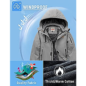 WULFUL Boy's Waterproof Ski Jacket Warm Fleece Hooded Windproof Winter Snow Coat