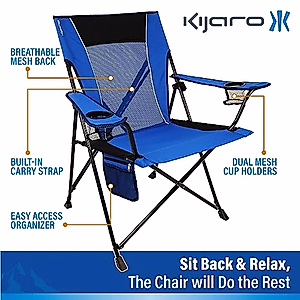 Kijaro Dual Lock Portable Camping Chairs - Enjoy the Outdoors with a Versatile Folding Chair, Sports Chair, Outdoor Chair & Lawn Chair - Dual Lock Feature Locks Position – Maldives Blue