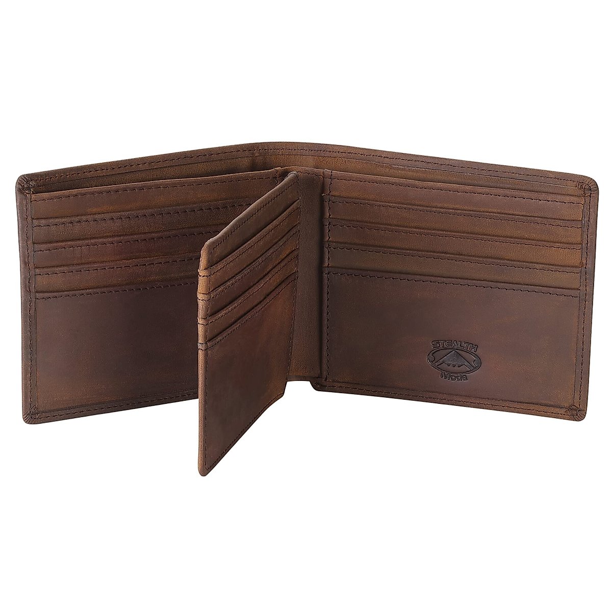 Stealth Mode Leather Bifold Wallet for Men With ID Window and RFID Blocking
