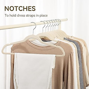 Softflame Premium Velvet Hangers 30 Pack, Non-Slip Suit Clothes Hangers, 360 Degree Swivel Hooks and Slim Profile to Maximize Closet Space Beige/Silver
