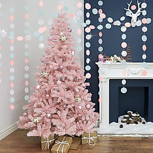 Cheerland Party Decorations Glitter Silver Blue Pink Circle Garlands Streamer Hanging Dots Decoration Backdrop for Wedding Engagement Birthday Bridal Baby Shower Backdrop Party Supplies