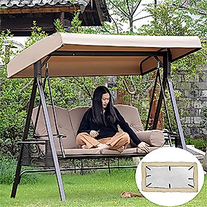 Swing Canopy Replacement Cover, 75×47×7/9 in Waterproof Windproof Anti-UV Heavy Oxford Cloth Patio Garden Swing Canopy Replacement Top Cover (red)