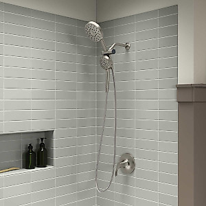 Kohler Prone 3-in-1 Multifunction Shower Head with PowerSweep Combo Shower Kit, 1.75 GPM, PowerSweep Spray, Magnetic Handshower Dock (Brushed Nickel)