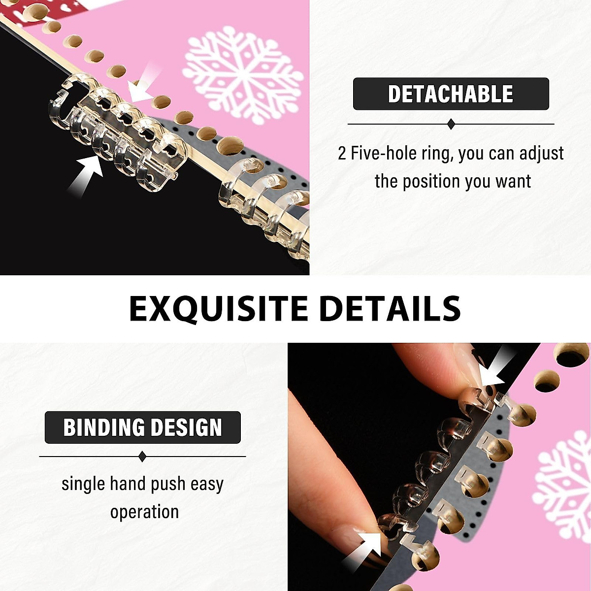 SPRIPORT Christmas Owls Pink Spiral Journal Notebook for Women Men A5 Memo Notepad Sketchbook with Durable Hardcover & 60 Pages Writing Journal for Journaling Boys Grils Study Notes Work School