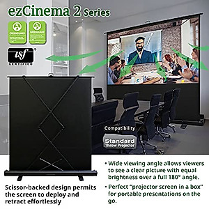 Elite Screens ezCinema 2, 52-inch 4:3,Portable Manual Floor Pull Up Scissor Backed Projector Screen, Home Theater Office Classroom Projection Carrying Bag, 2-YEAR WARRANTY US Based Company - F52XWV2