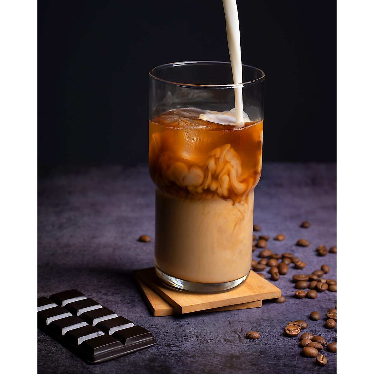 LEMONSODA Modern Iced Coffee Glasses - Stackable Crystal Clear Cups For Any Drink - Water, Coffee, Tea, Expresso, Smoothies - Quality Glassware - Dishwasher Safe - Housewarming Gifts (Set of 6-21oz)