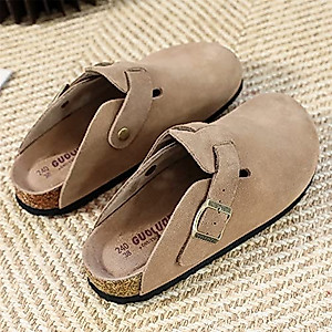 guoluofei Clogs for Women, Womens Clogs- Mules House Slipers with Arch Support and Adjustable Buckle Brown
