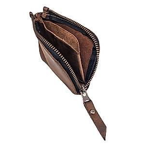 Hide & Drink, Zippered Wallet, Holds Up to 6 Cards Plus Folded Bills, Pouch Organizer, Cash Holder, Travel Essentials, Mini, Pocket-Size, Full Grain Leather, Handmade, Bourbon Brown