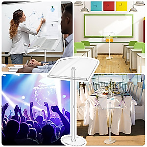 Barydat 23.6 x 15.7 x 43.3 Inch Pulpits for Churches Acrylic Podium Stand Angle Adjustable Clear Podium Portable Church Podium Modern Foldable Lectern for Weddings Classroom Church Concert Speech