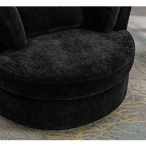 GoDoco Swivel Accent Barrel Chair Wide Chair Body with 3 Pillows for Living Room or Bedroom Hotel Lounge Club Round Chair Modern Sofa (Blue)