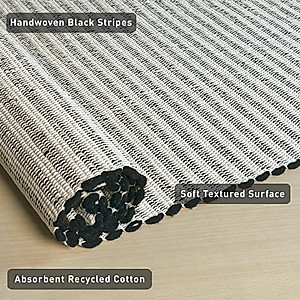 Chardin home Black & Ivory Providence Throw Rug 2x3 feet |Hand Woven Farmhouse Rug | Great in Kitchens entryways doormats Bathrooms Meditation Mat | Machine Washable & Reversible Cotton Rug