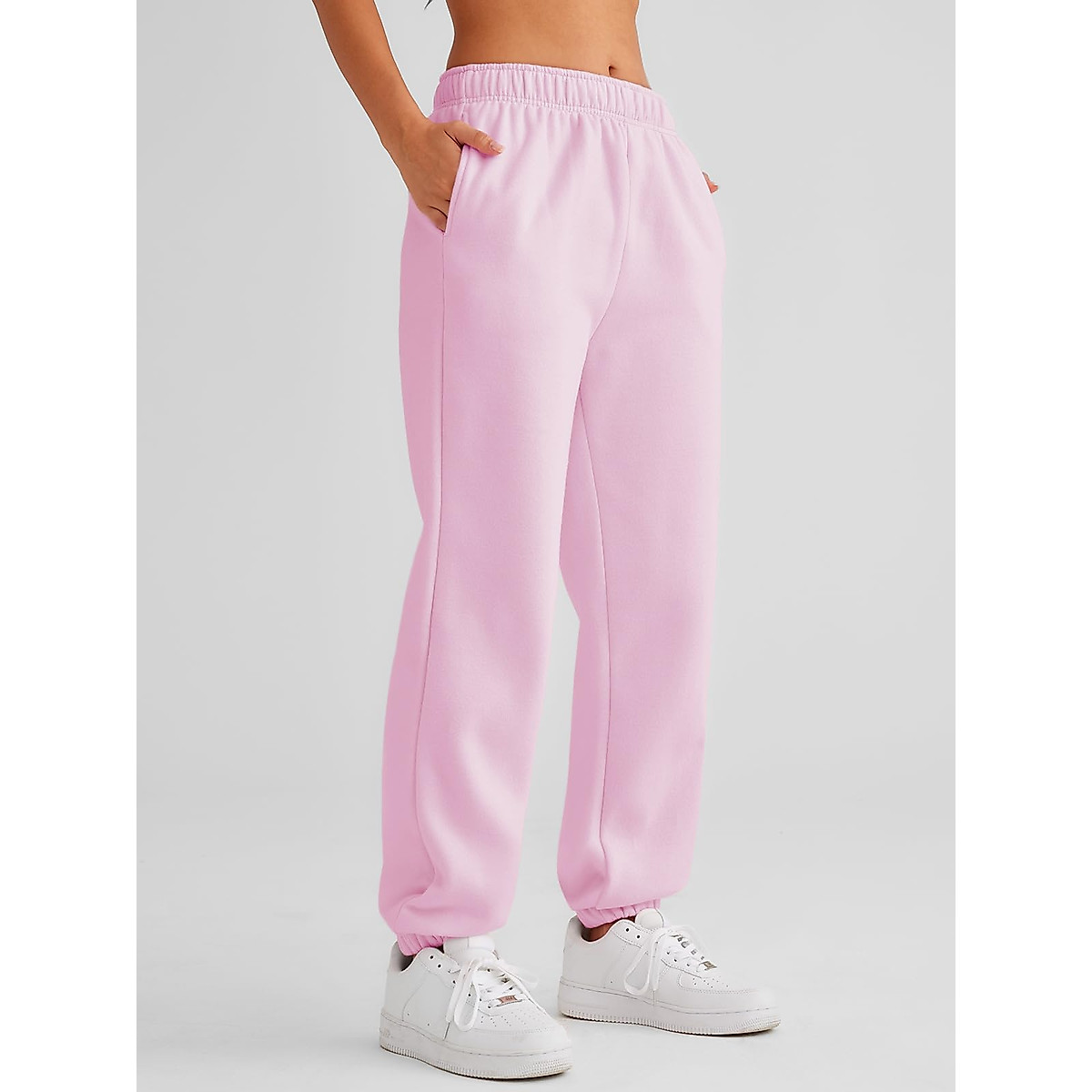 AUTOMET Women’s Casual Baggy Fleece Sweatpants Preppy Clothes High Waisted Joggers Pants Athletic Lounge Trousers Pink