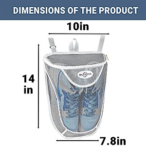 BUSIFA Sneaker Dryer Bag, Dryer Door Shoe With Adjustable Length Webbing, Sneaker Laundry Bag For Shoes, 10 x 14x 7 inches in one Package (gray)