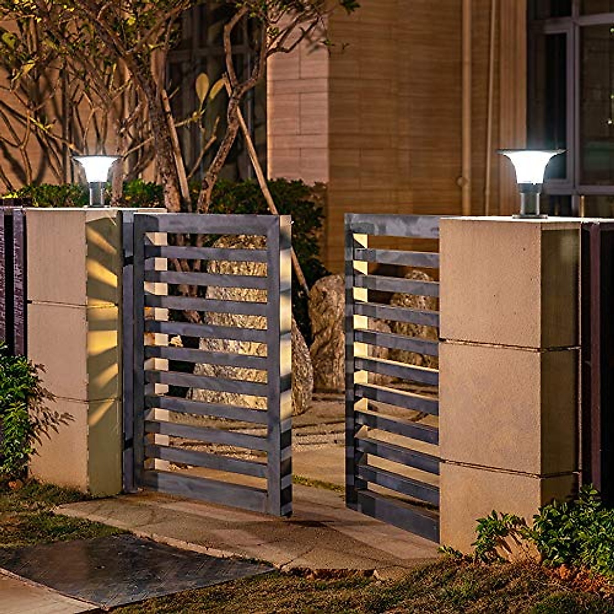 ZZYJYALG Solar Column Headlights Outdoor Super Bright Gate Pillar Lights Villa Garden Lawn Lights Home Waterproof Wall Lights, Outdoor Post Lights Dusk to Dawn Landscape Lighting