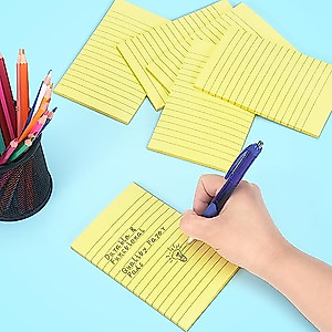 Early Buy 6 Pads Lined Sticky Notes with Lines 4x6 Self-Stick Notes Bright Color Sticky Notes, 45 Sheets/Pad (Yellow)