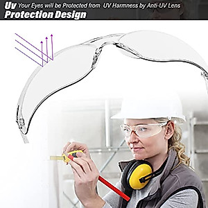 Salfboy Safety Glasses ANSI Z87.1 Scratch Resistant Glasses for Women Man Lab Goggles UV Eye Protection